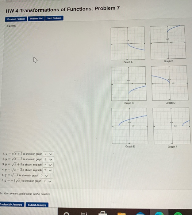 Solved HW 4 Transformations of Functions: Problem 7 Previous | Chegg.com