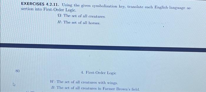 Solved EXERCISES 4.2.11. Using the given symbolization key, | Chegg.com
