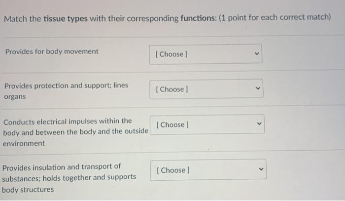 Solved Match the tissue types with their corresponding | Chegg.com