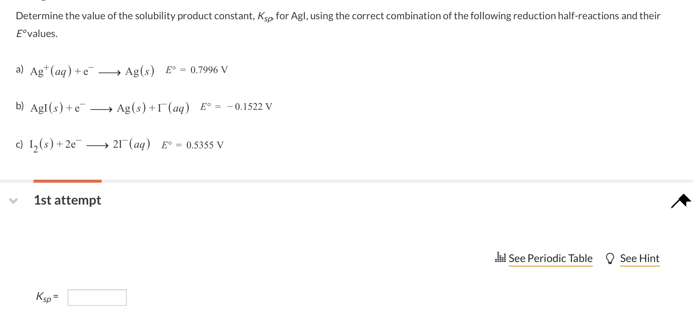 Solved Determine the value of the solubility product | Chegg.com