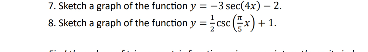 Solved Sketch a graph of a trigonometric function.Please | Chegg.com
