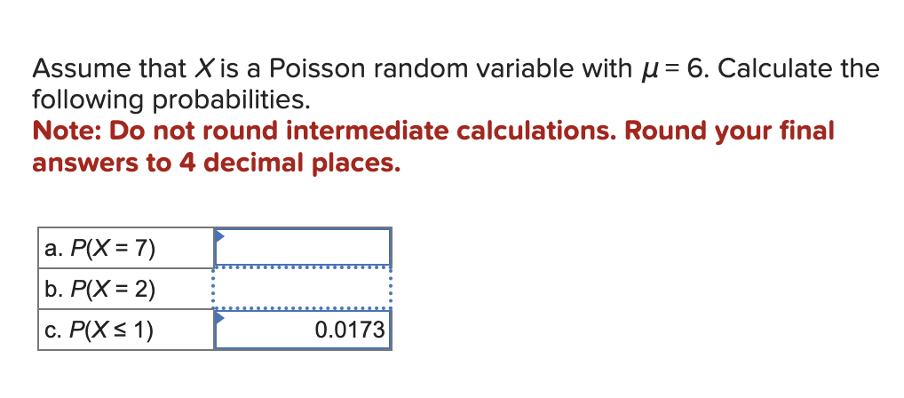 Solved Assume that x ﻿is a Poisson random variable with μ=6. | Chegg.com
