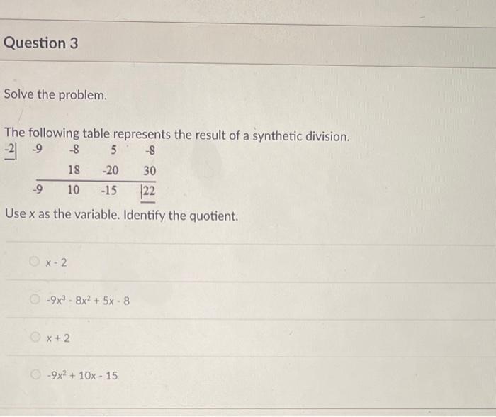 Solved Solve the problem. The following table represents the | Chegg.com