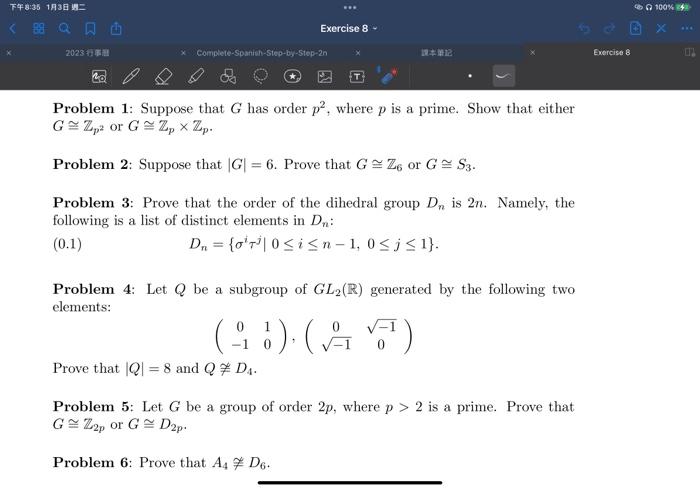Solved Problem 1: Suppose that G has order p2, where p is a | Chegg.com