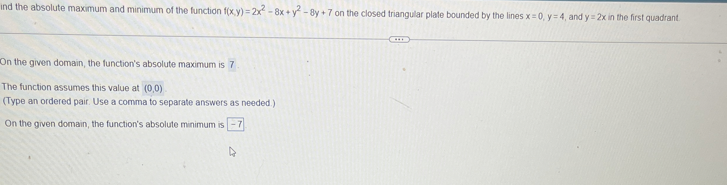 Solved ind the absolute maximum and minimum of the function | Chegg.com