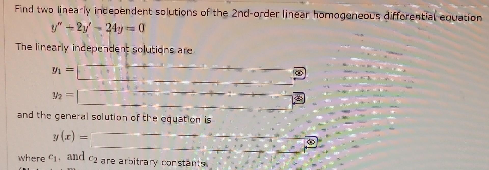 Solved Find two linearly independent solutions of the 2 | Chegg.com
