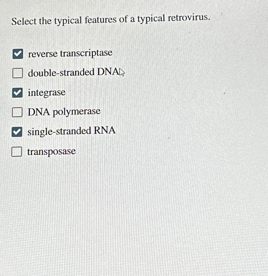 Solved Select the typical features of a typical | Chegg.com