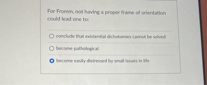 Solved For Fromm, not having a proper frame of orientation | Chegg.com