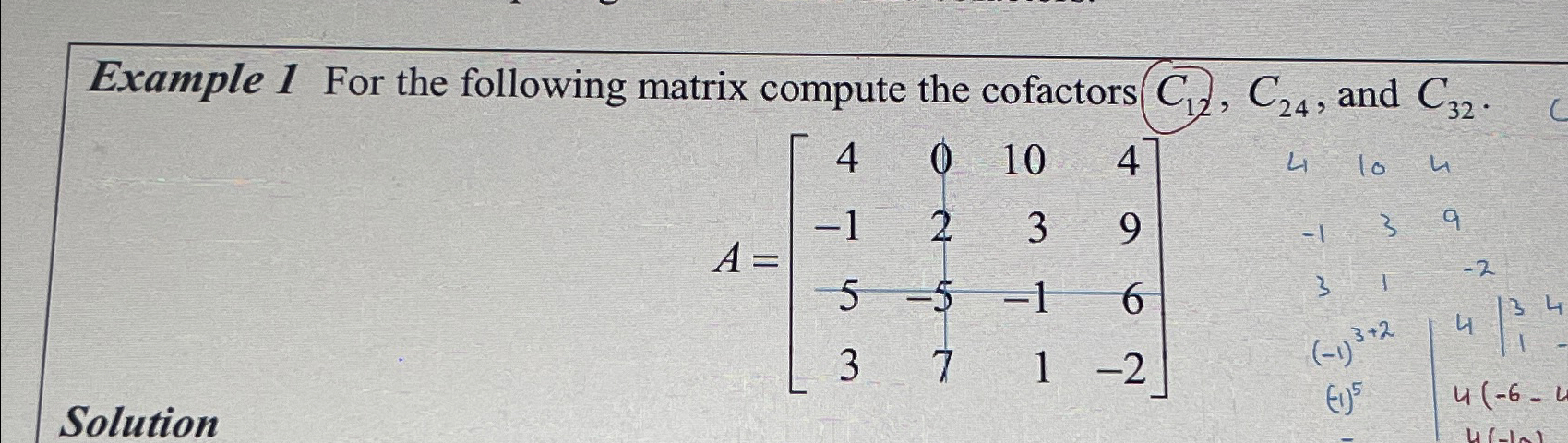 Solved Example 1 ﻿For the following matrix compute the | Chegg.com