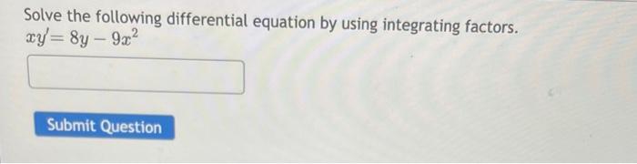 Solved Solve the following differential equation by using | Chegg.com