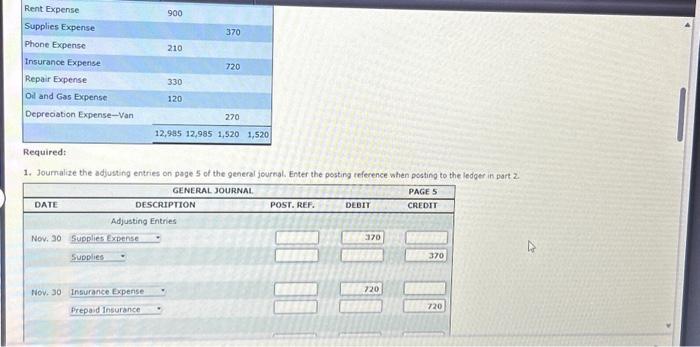 Solved journalizing post adjusting entries from the | Chegg.com
