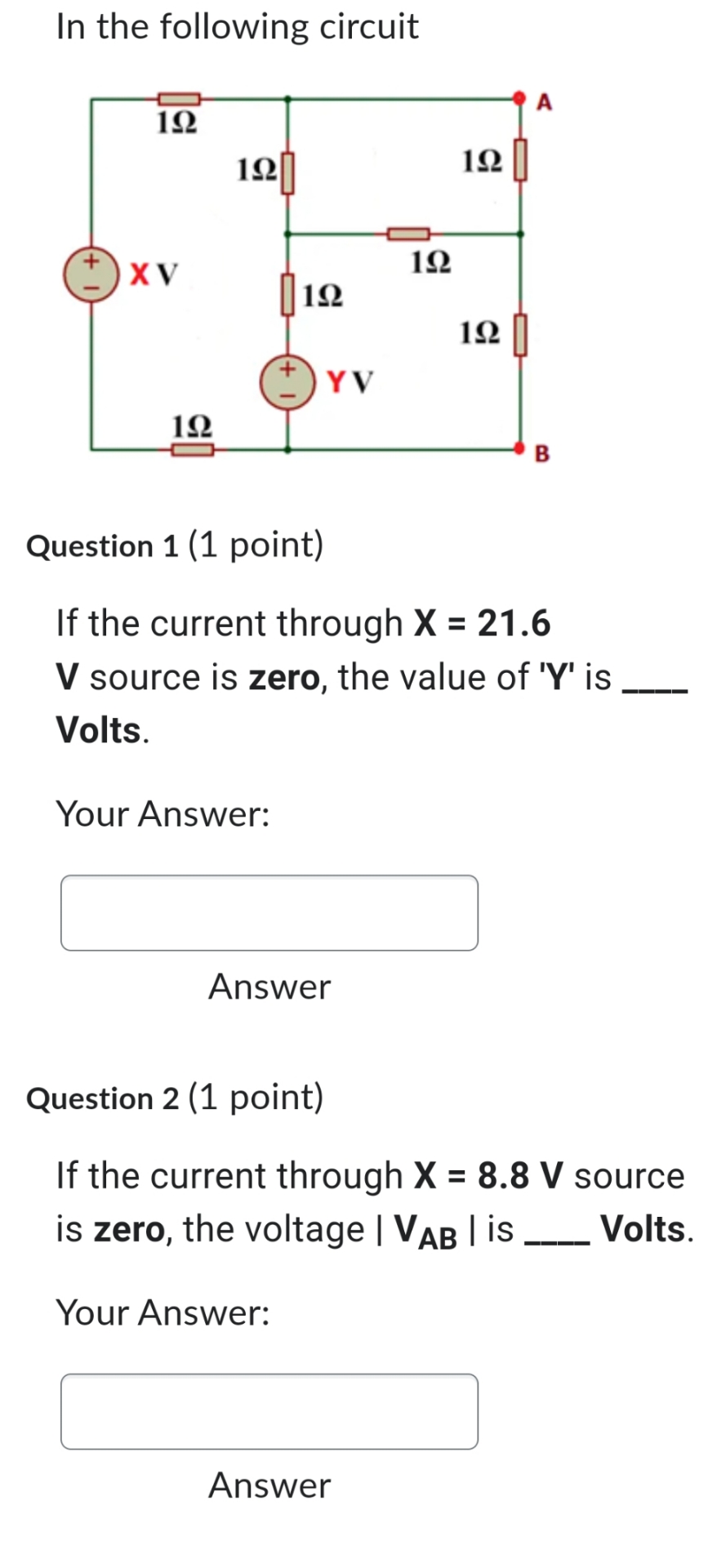 Solved In the following circuitQuestion 1 (1 ﻿point)If the | Chegg.com