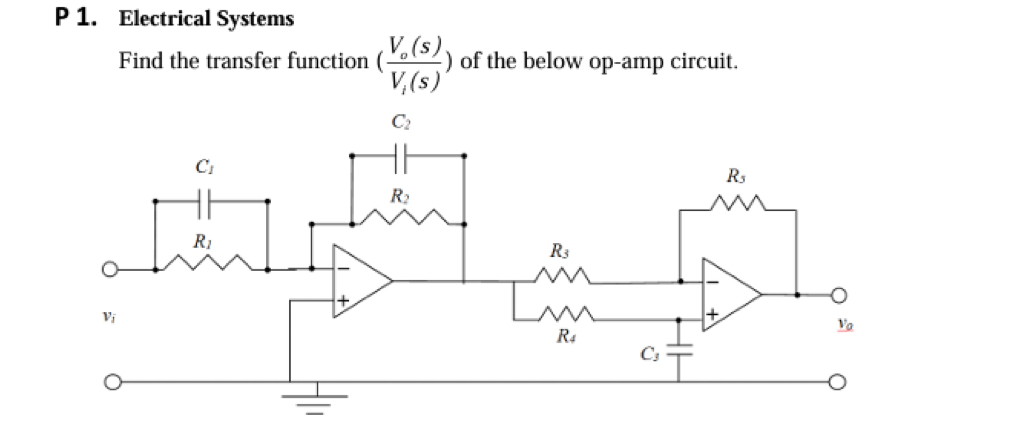 Solved P 1. ﻿Electrical SystemsFind the transfer function | Chegg.com