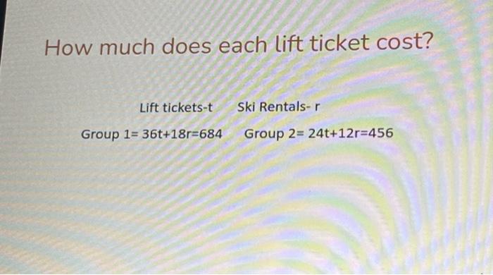 Solved How much does each lift ticket cost? Lift tickets-t | Chegg.com