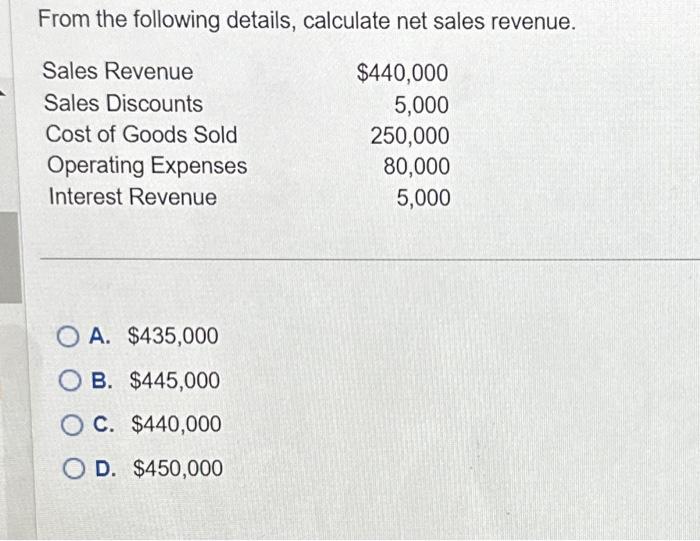 Solved From the following details, calculate net sales | Chegg.com