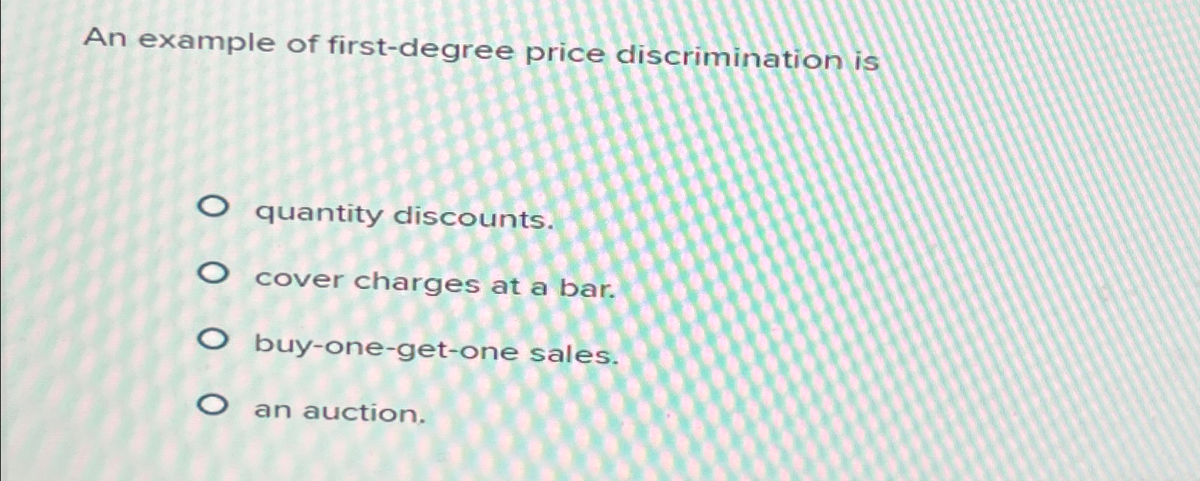 Solved An example of first-degree price discrimination | Chegg.com