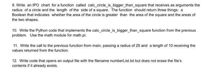 Solved 9. Write an IPO chart for a function called | Chegg.com
