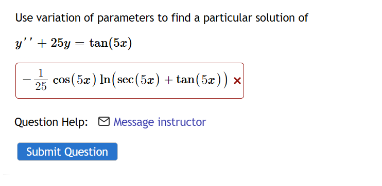 Solved Use variation of parameters to find a particular | Chegg.com