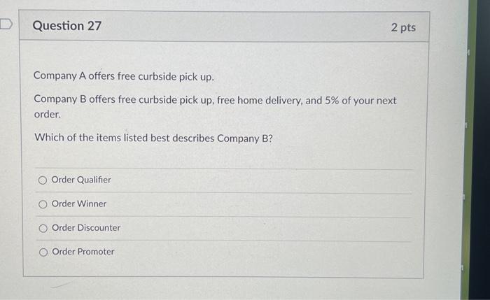Solved Company A offers free curbside pick up. Company B | Chegg.com