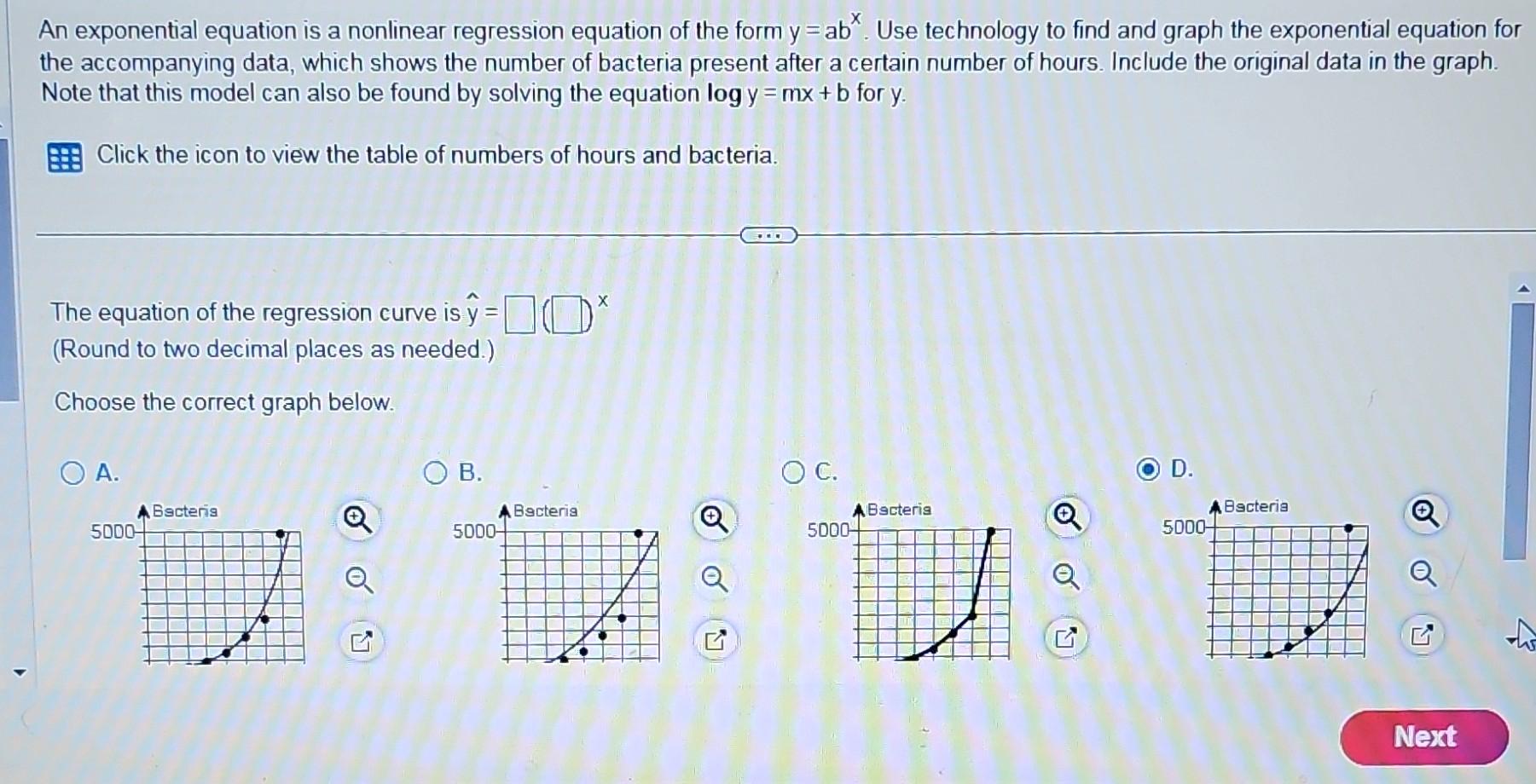 An exponential equation is a nonlinear regression | Chegg.com