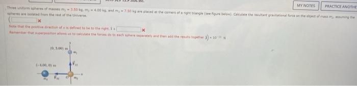 Solved Three uniform spheres of masses m1 = 3.50 kg, m2 | Chegg.com