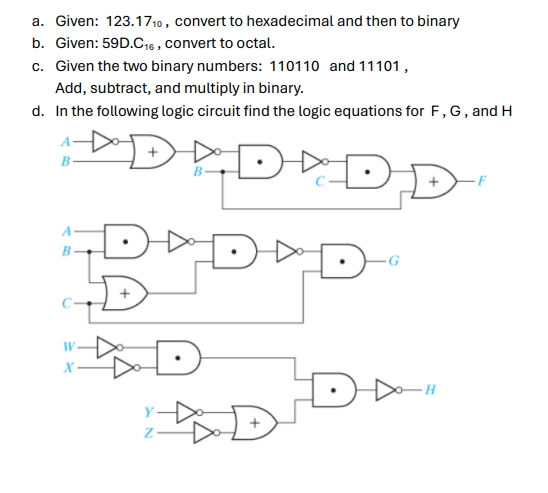 Solved a. ﻿Given: 12310, ﻿convert to hexadecimal and then to | Chegg.com