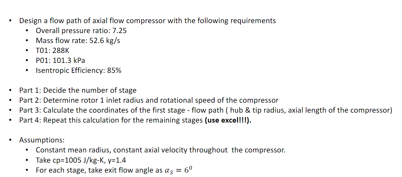 Solved Design a flow path of axial flow compressor with the | Chegg.com