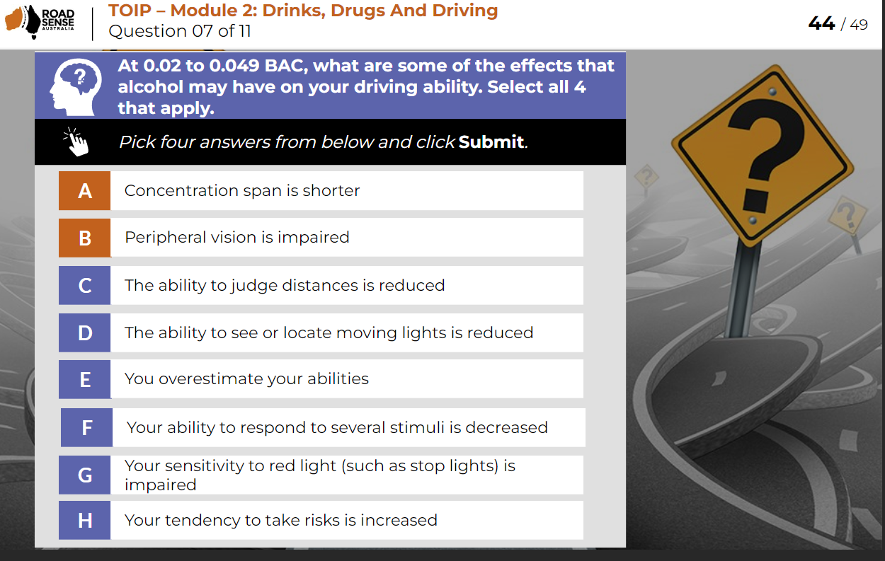 TOIP - ﻿Module 2: Drinks, Drugs And DrivingQuestion | Chegg.com