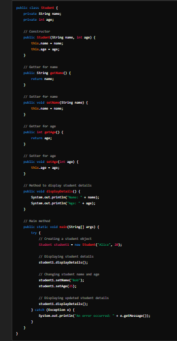 Solved QuestionThe above Java code defines a simple Student | Chegg.com