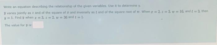 Solved Write An Equation Describing The Relationship Of The