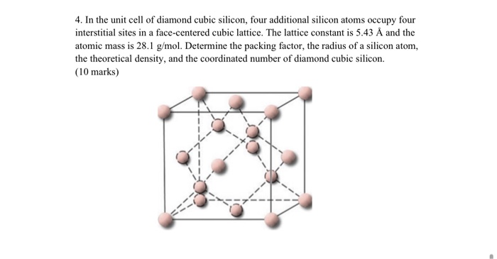 Solved 4. In the unit cell of diamond cubic silicon, four | Chegg.com
