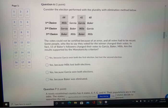 Solved Page 1: Question 1 (1 point) Consider the voter | Chegg.com