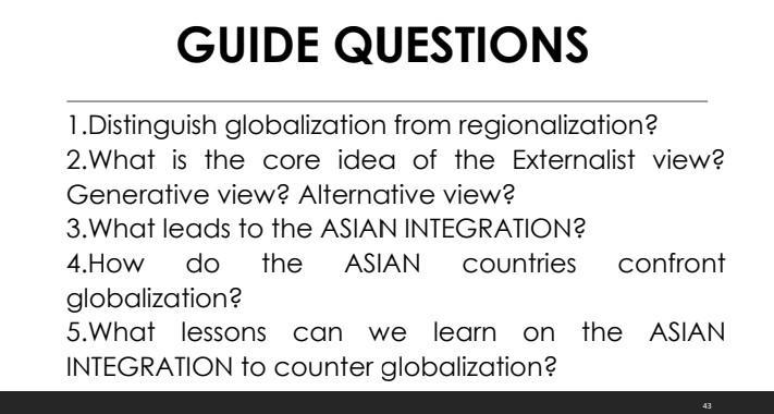 Solved GUIDE QUESTIONS 1. Distinguish globalization from | Chegg.com