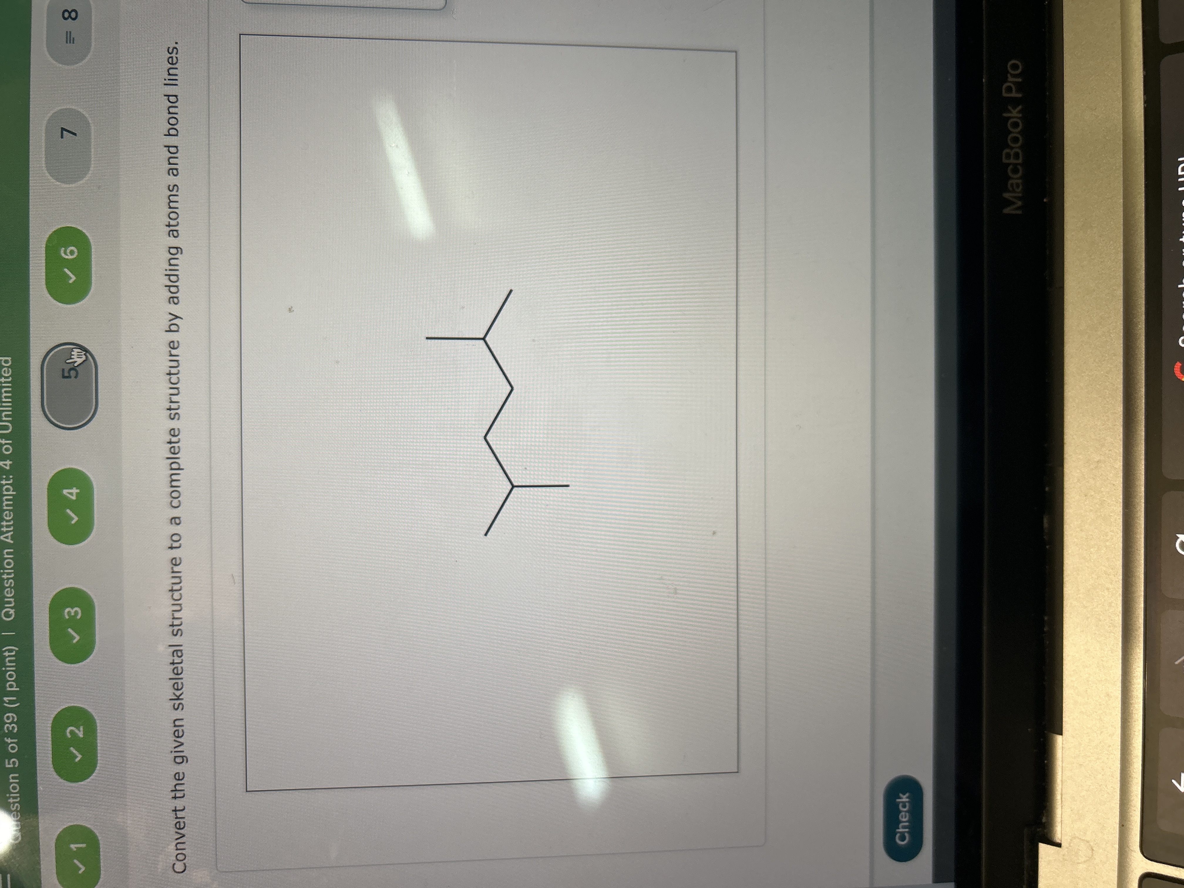 Solved Convert the given skeletal structure to a complete | Chegg.com
