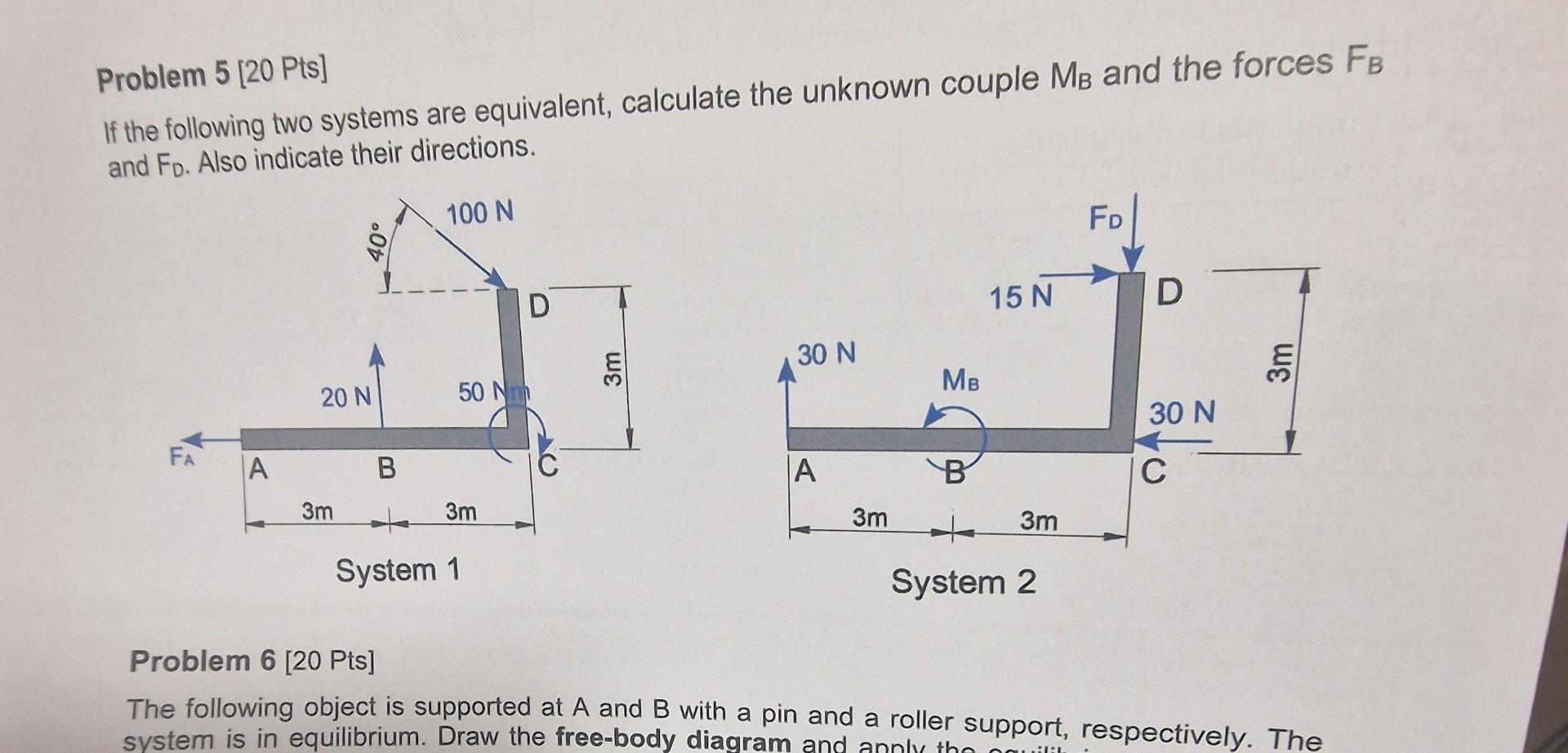 Solved Problem 5 [20 Pts] If the following two systems are | Chegg.com