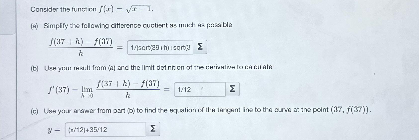 Solved Consider the function f(x)=x-12.(a) ﻿Simplify the | Chegg.com