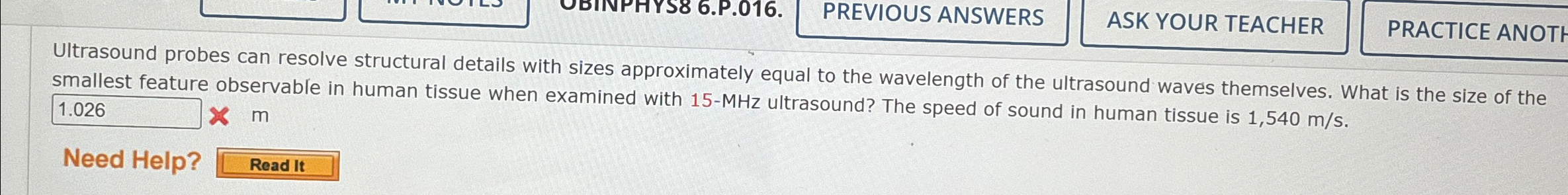 Solved Ultrasound probes can resolve structural details with | Chegg.com