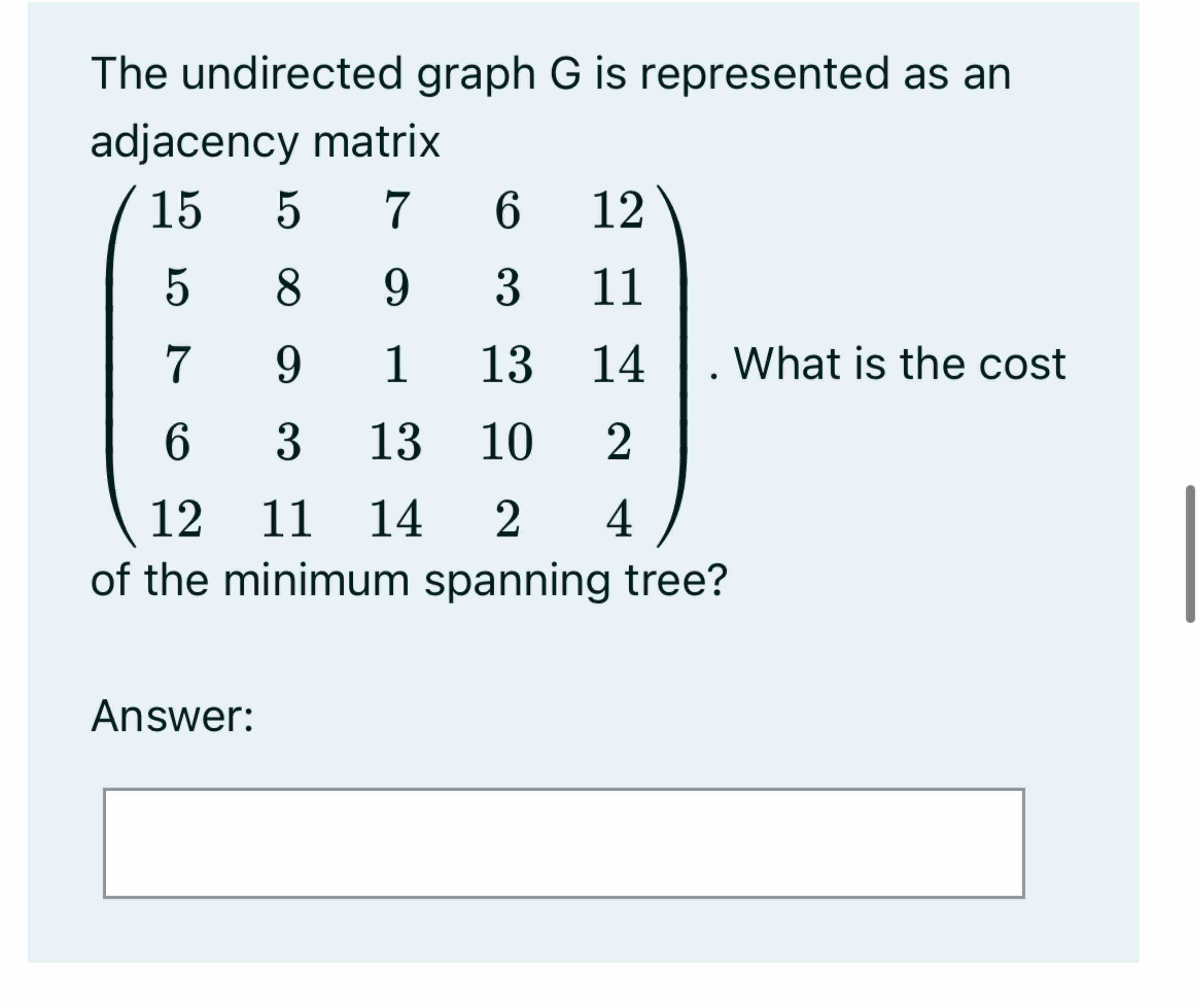 Solved The undirected graph G is represented as anadjacency | Chegg.com