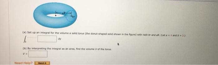 Solved (a) Set up an integrat for the volume a solid torus | Chegg.com