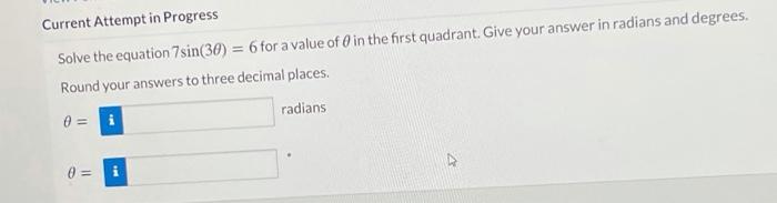 Solved Current Attempt in Progress Solve the equation | Chegg.com
