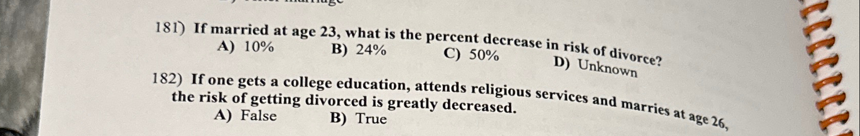 Solved If married at age 23 , ﻿what is the percent decrease | Chegg.com