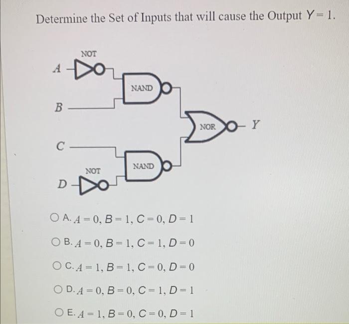 Solved Determine the Set of Inputs that will cause the | Chegg.com
