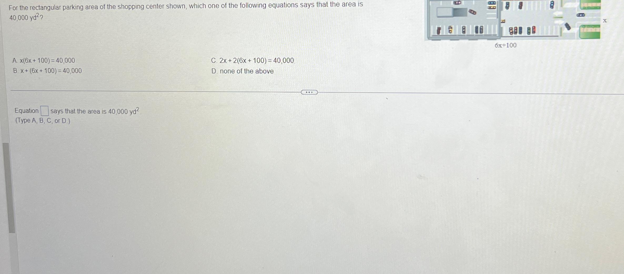 Solved For the rectangular parking area of the shopping | Chegg.com