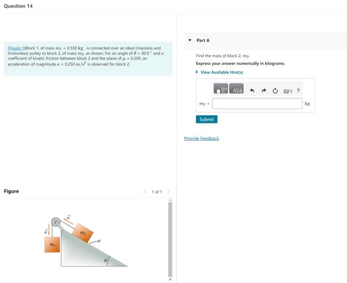 Solved (Eigure 1) 1) lock 1, of mass m1=0.550 kg, is | Chegg.com