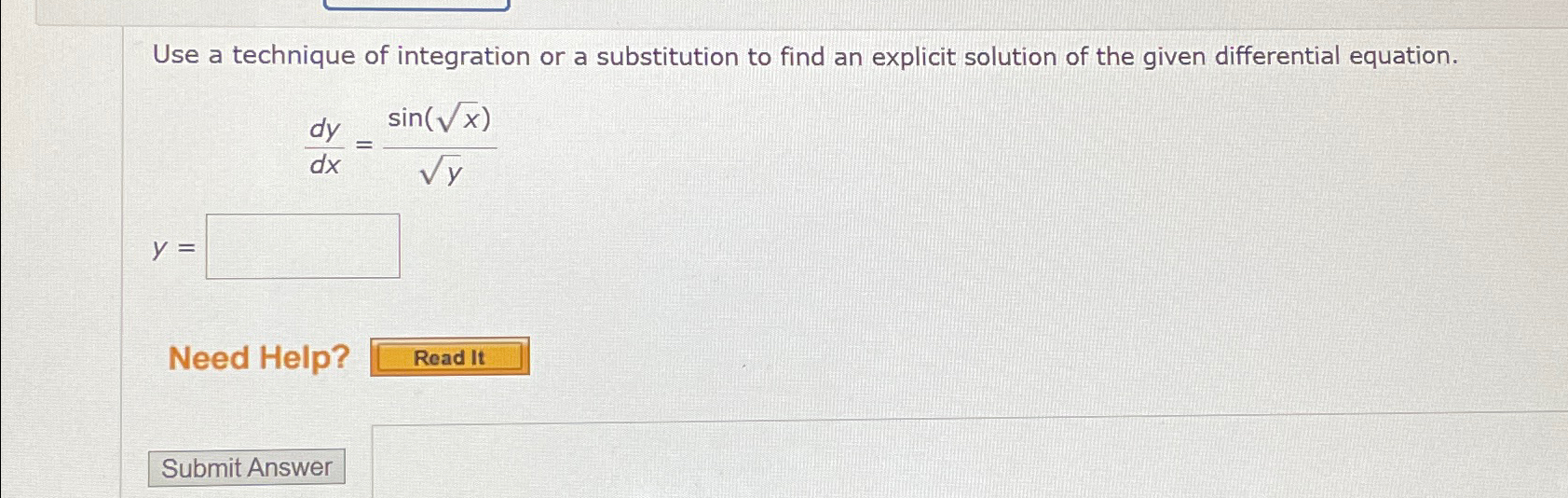 Solved Use a technique of integration or a substitution to | Chegg.com