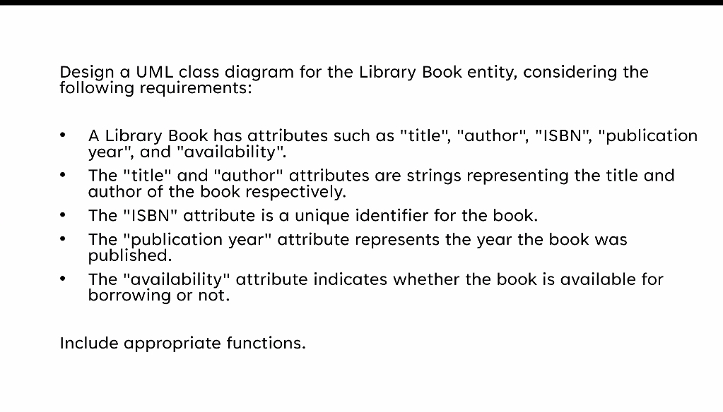 Solved Design a UML class diagram for the Library Book | Chegg.com