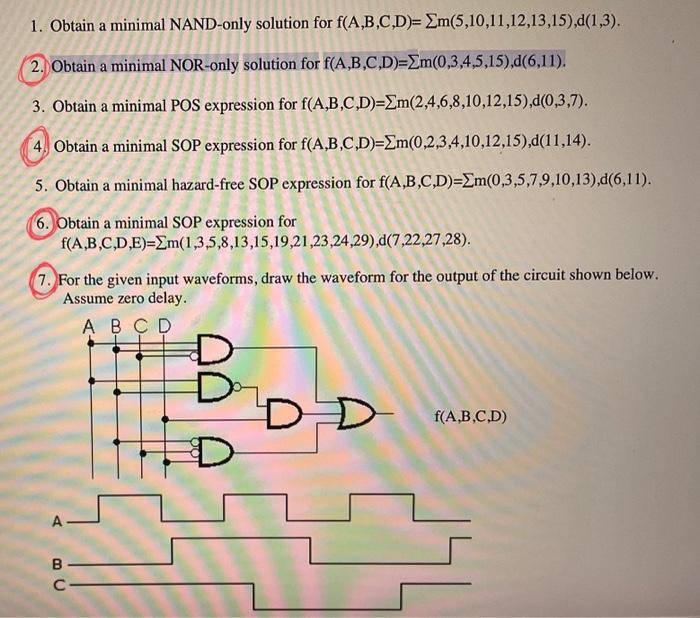 Solved 1. Obtain a minimal NAND-only solution for | Chegg.com