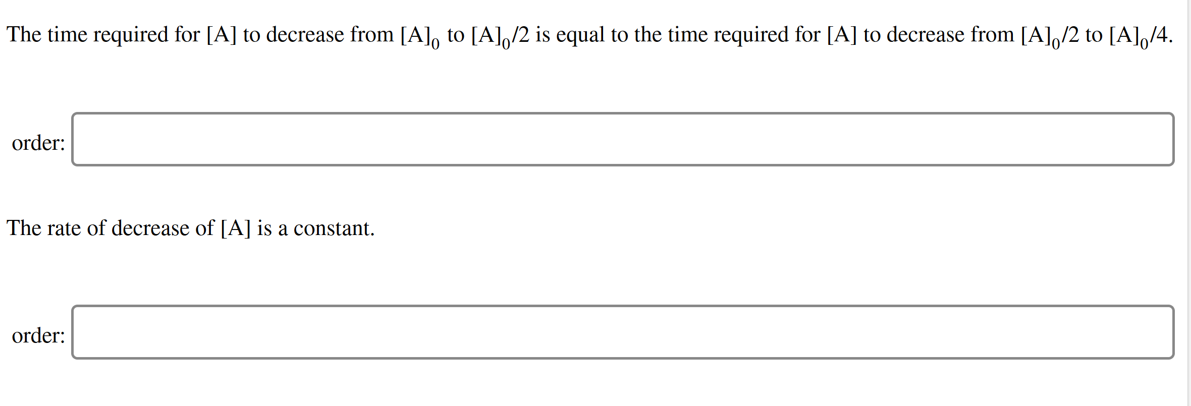 Solved The time required for A to ﻿decrease from | Chegg.com