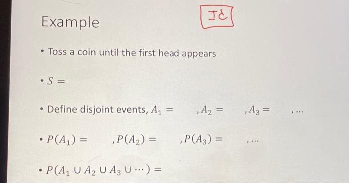 Solved Example - Toss a coin until the first head appears - | Chegg.com