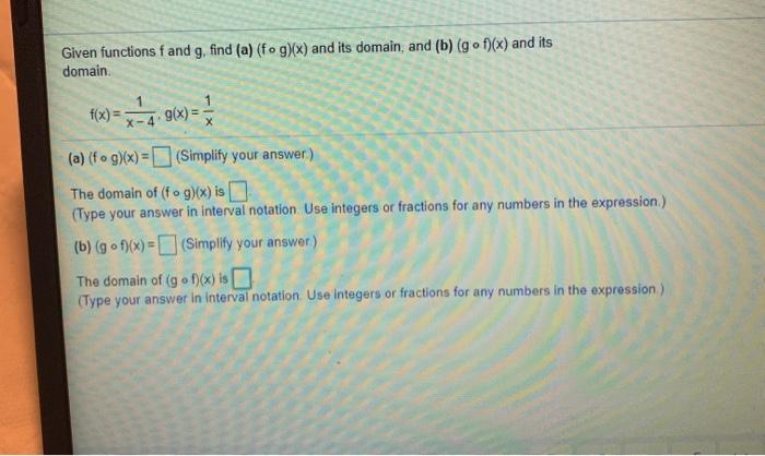 Solved Given Functions Fand G Find A Fog X And Its